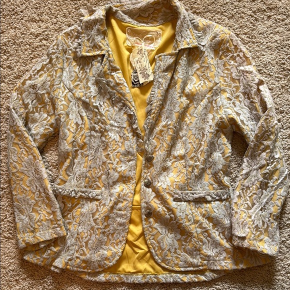 Nick & Mo | Jackets & Coats | Nick Mo Yellow And Cream Blazer With ...